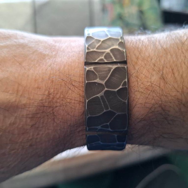Stainless Cuff Bracelet.hand Forged Bracelet.men's Steel Cuff Bracelet ...