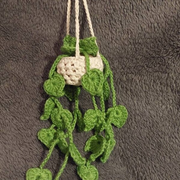 Pothos Plant Crochet Pattern, Car Hanging Plant Pattern, Car Hanging ...