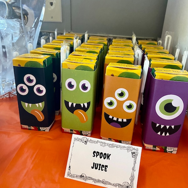 Halloween Monster Juice Box Wrappers. Instant Digital Download. 4 Color ...