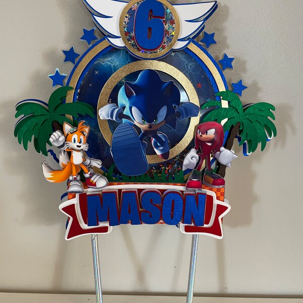 Sonic Cake Topper, Sonic the Hedgehog Cake Topper, Sonic 3D Cake Topper ...