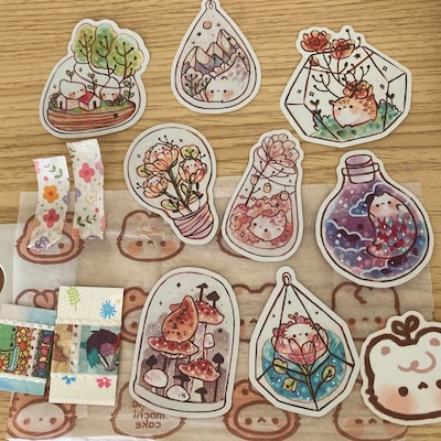 Cute Terrarium Stickers/ Matte Holographic/ Kawaii/ Die Cut Stickers ...