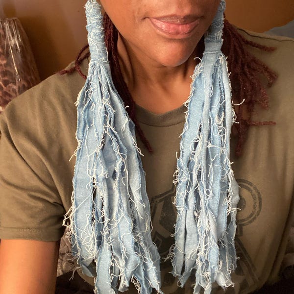 Long Denim Rope Earrings - Etsy