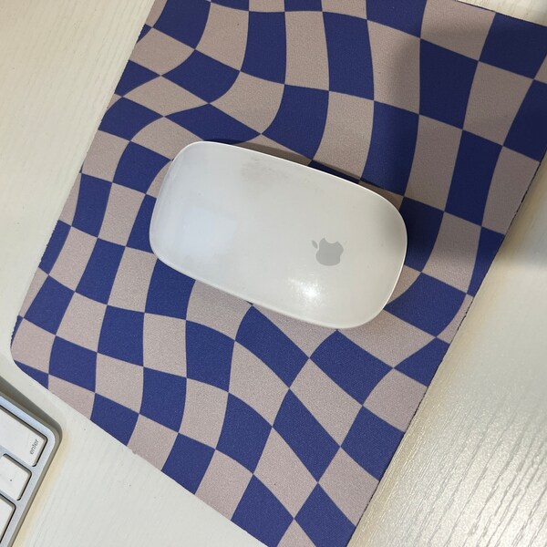 Beige and Blue Checkered Mouse Pad, Cute Mouse Pad for Home Office ...