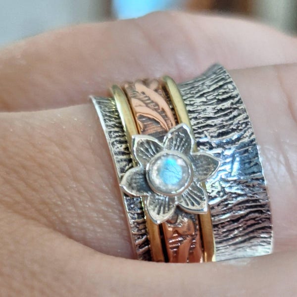 Natural Raw Emerald Ring, Sterling Silver Ring, Crescent Moon Ring ...