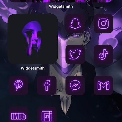 Purple Neon App Icons, Neon Aesthetic Ios 14 Icons, iPhone Icon Pack ...