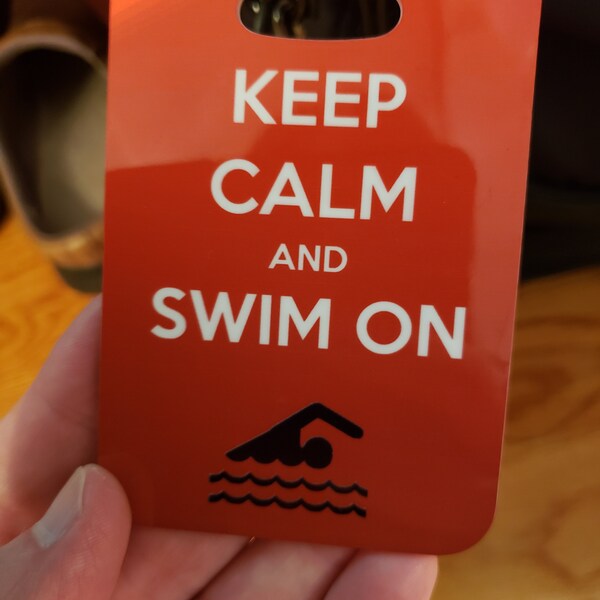 Keep Calm and Swim on Swim Bag Tag, Sport Bag Tag, Swim Team Bag Tag ...