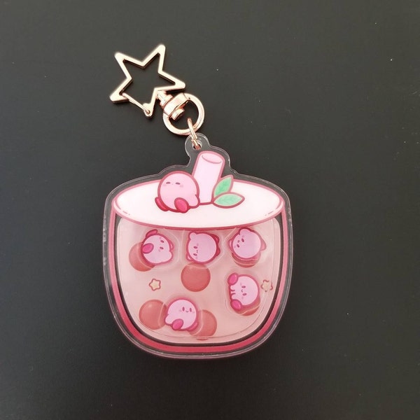 Kirbo in Boba Land Acrylic Shaker Charms | Double-sided Keychain ...