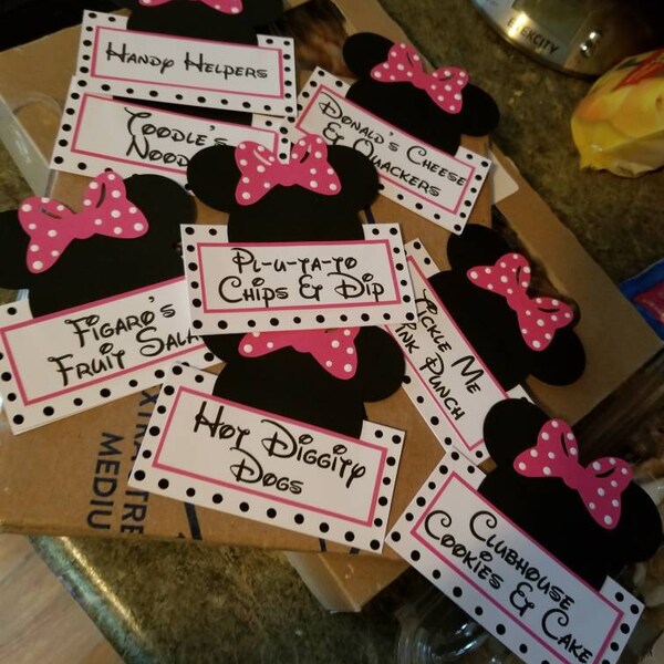 Minnie Mouse Food Signs-set of 8 - Etsy