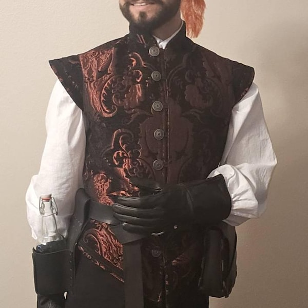 New Adult Renaissance Medieval Tudor Elizabethan Burgundy Suede Pirate ...