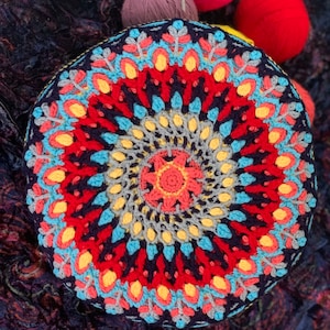 Spanish Mandala Overlay Crochet PATTERN Round Colorful Cushion Instant ...