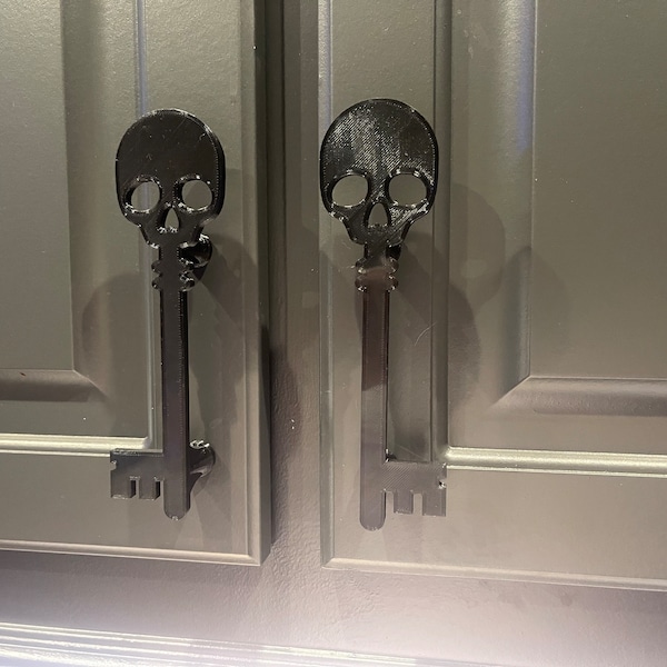 Skull Skeleton Key Drawer Pull • Gothic Home Hardware Decor • 3D ...