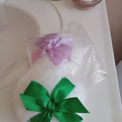 Luxurious Body Powder Puff, 4 Inches With Peach Ribbon Handle and Bow ...