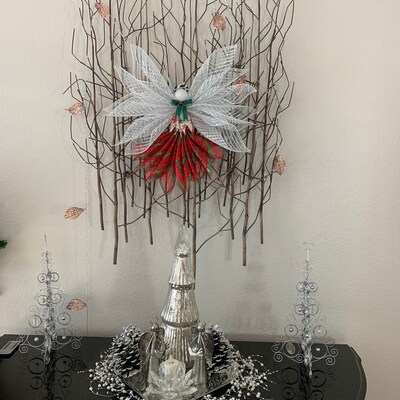 Rustic Angel Tree Topper, Country Christmas Decor Wreath, Holiday ...