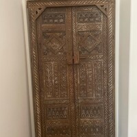 Vintage African Cedar Carved Wooden Cabinet Chest of Drawers and Door ...