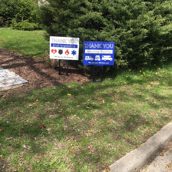 Thank You First Responders Yard Sign, EMT Police Firefighter, First ...