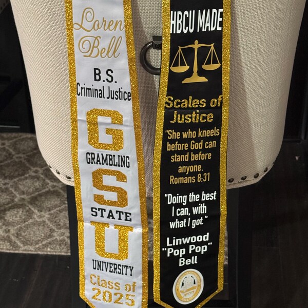 Angled Bottom- Dual Colored Panel Custom Graduation Stole (HBCU Style ...