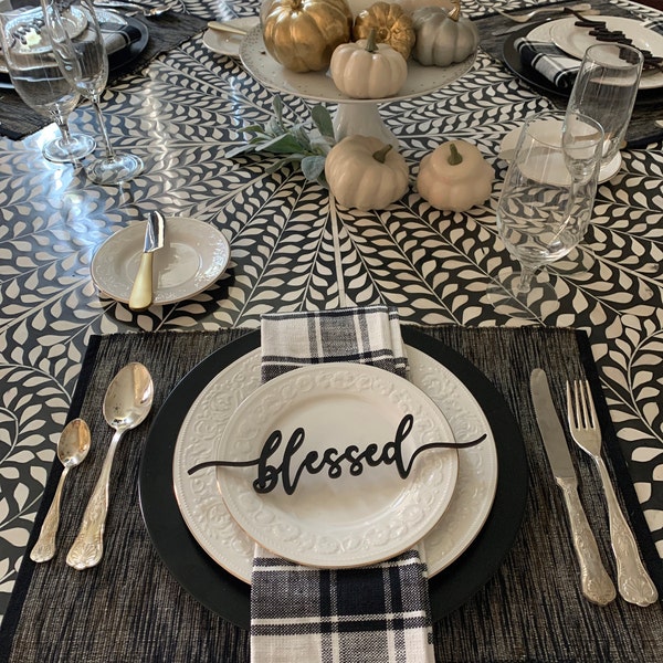 Thankful, Grateful, Blessed and Gather Words Fall Dining Table Wood ...