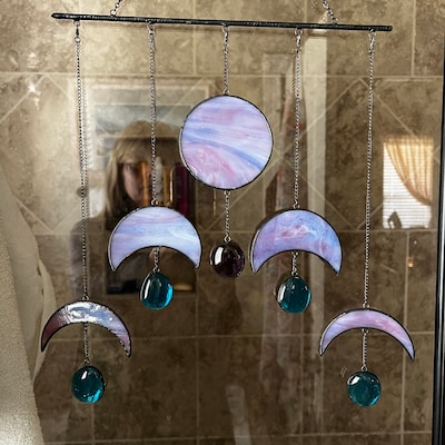 Stained Glass Moon Phases Decor for Window Celestial Decor for Bedroom ...