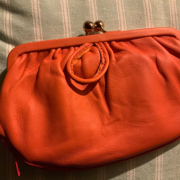 Large Retro Coin Purse With Gold Click-clack Clasp - Vintage Genuine ...