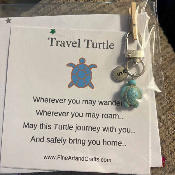 Turtle Keychain, Turtle Keyring, Personalised Gift, Travel Turtle ...