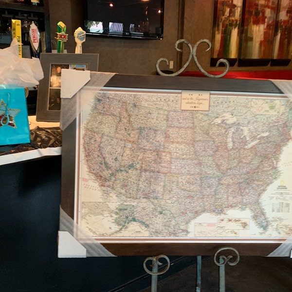 Personalized Executive US Travel Map With Pins and Frame -push Pin ...