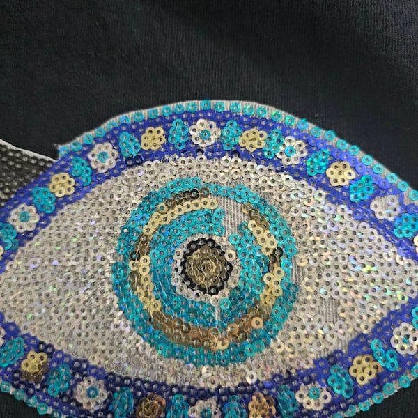 1pcs Eye Patch With Rhinestone Sequined Applique Evil Eye Patches ...