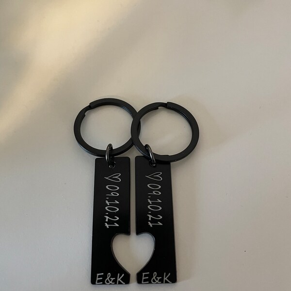 Couples Matching Heart Keychain Personalized, Customized and Engraved ...