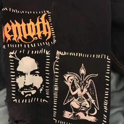 Satanic Baphomet Patch Punk DIY Pentagram Leftover Crack Occult Gothic ...