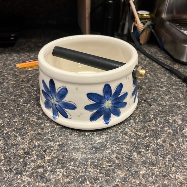 Knock Box in Porcelain With Blue Flowers Hand Painted. - Etsy