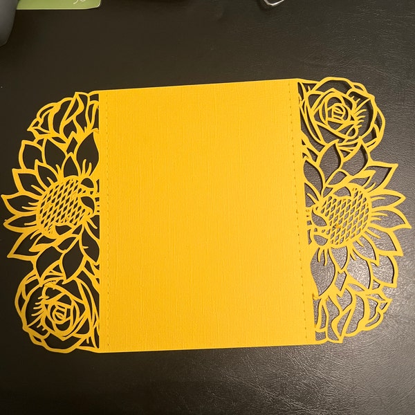 Cutout Wedding Invitation SVG With Sunflowers and Roses, Cricut Gate ...