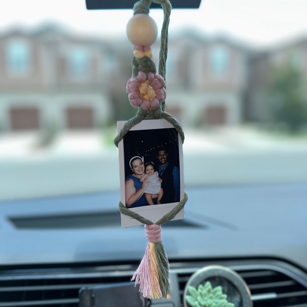 Daisy Instax Holder Car Charm// Macrame Instax Holder // Handmade Car ...