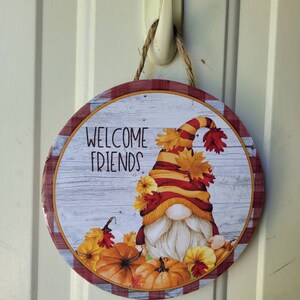 Welcome Fall Scarecrow Gnome Sign Round Sign Craft | Etsy