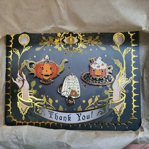 SPOOKY TEA SET Mini Enamel Pins. Hard Enamel Pin. Witchy Pin. Teapot ...