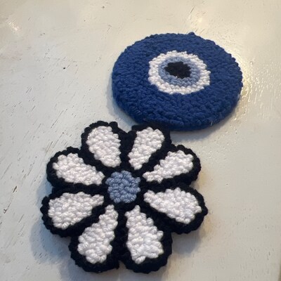 Set of 2 Blue Car Coasters,cute Car Accessories,customisable Car Decor ...