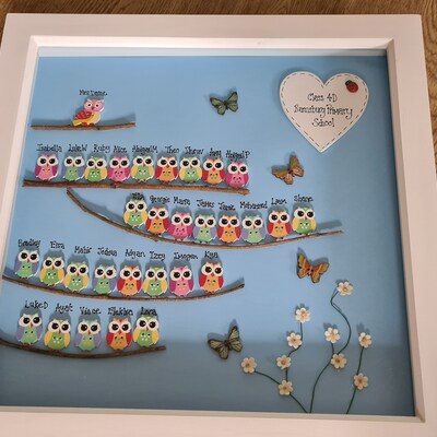 Teacher Gift. Owl Class Tree. Teacher Gifts. Framed Teacher Gift. Wise ...