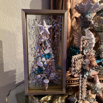 Seashell Beach Wall Art for Bathroom Decor Square Art for - Etsy