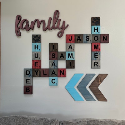 Scrabble Wall46 Tile Colors farmhouse Carved Decorrustic - Etsy