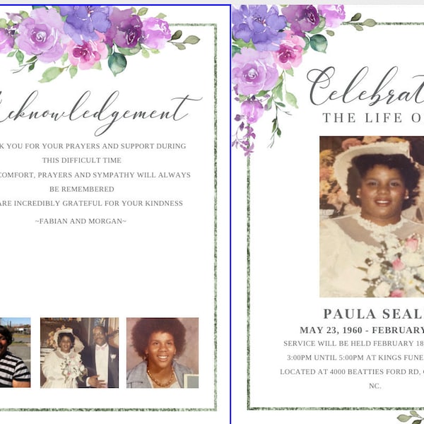 Editable Funeral Program Template, Memorial Service Template, Obituary ...