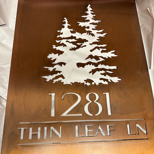Metal Address Sign With Evergreens, Address Sign With Tree - Etsy