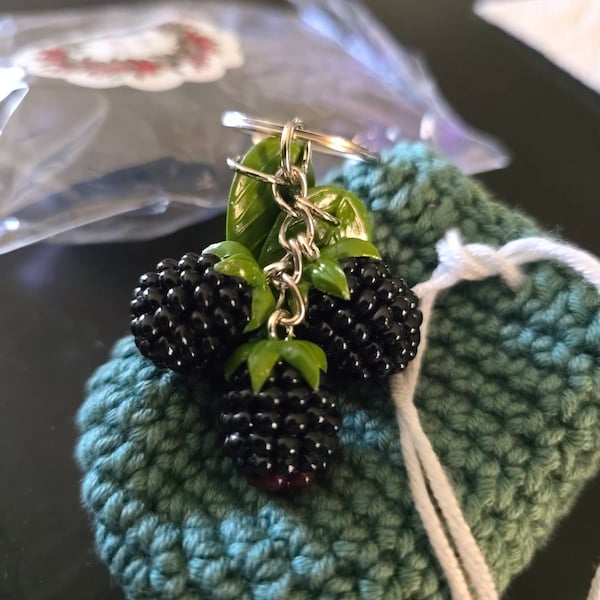 Blueberry Bag Charm From Polymer Clay Fruit Keychain Cute Berries Key ...