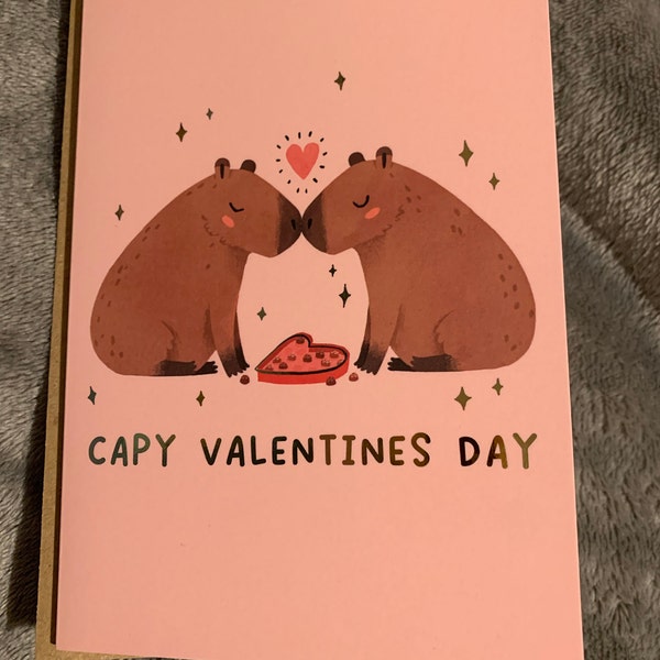 Capy Valentine's Day Card - Happy Capybara Cards - Capybara Lover Gift ...