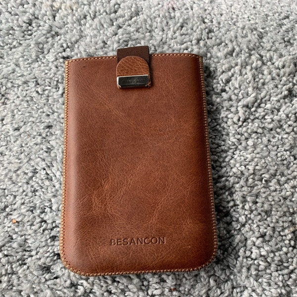 Brown Leather Case for Iphone, Magnetic Pull Band Sleeve, Free ...