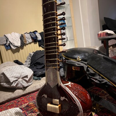 Sitar Indian Handcarved Left Hand Ravi Shankar Sitar 7 Main String 13 ...