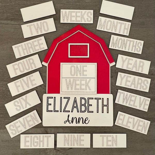 Farm Themed Baby Growth Photo Tags Svg Nursery Laser File Nursery SVG ...