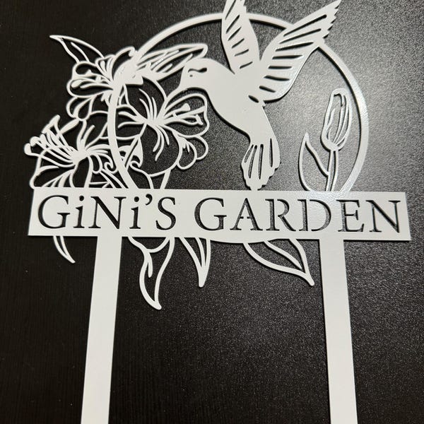 Custom Hummingbird Metal Garden Decor, Bird With Stakes Garden Sign ...