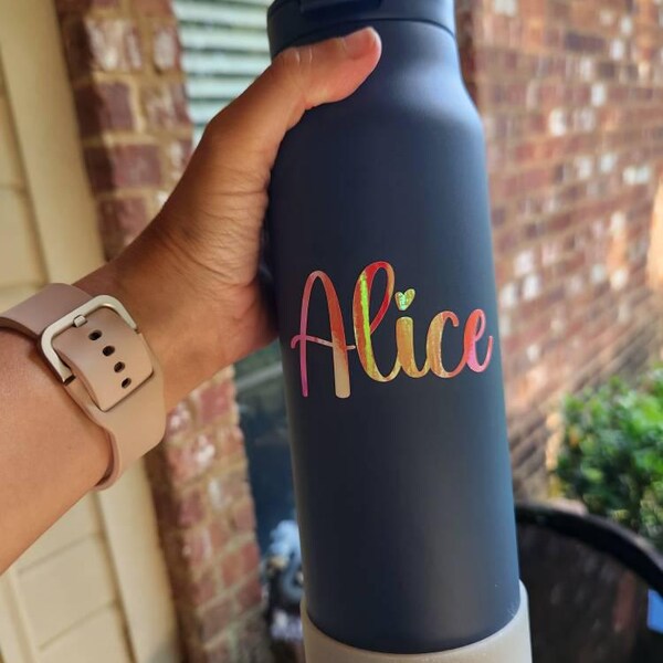Name Sticker for Water Bottle, Vinyl Decal, Custom Text Sticker for ...