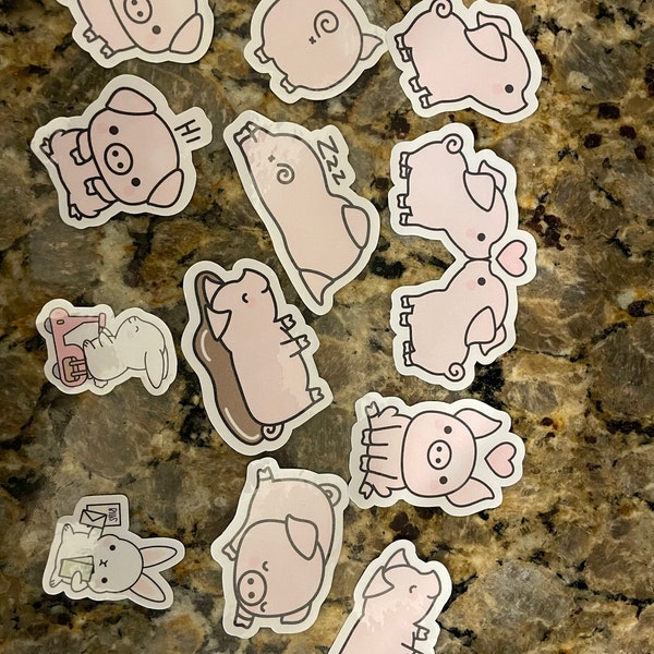 Cute Kawaii Pigs Sticker Pack | Cute | Fun Stickers | Stickers | Gift ...