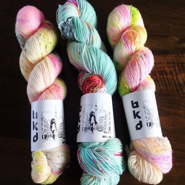 Hand Dyed Mini Skeins of Yarn, 3 X 80m in 20g, Merino Singles, Small ...