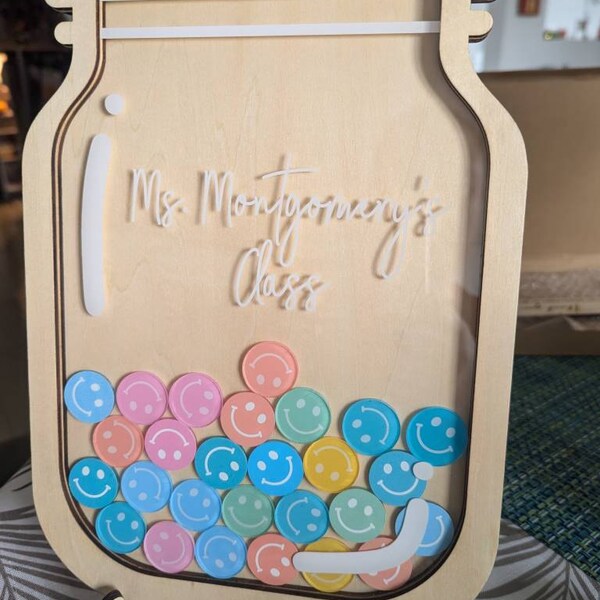 Smiley Face Reward Jar, Personalised Gift for Teacher, Colorful ...