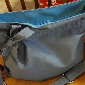 Zipper Closure Grey Cotton Twill Bag 2 Front Pockets With - Etsy